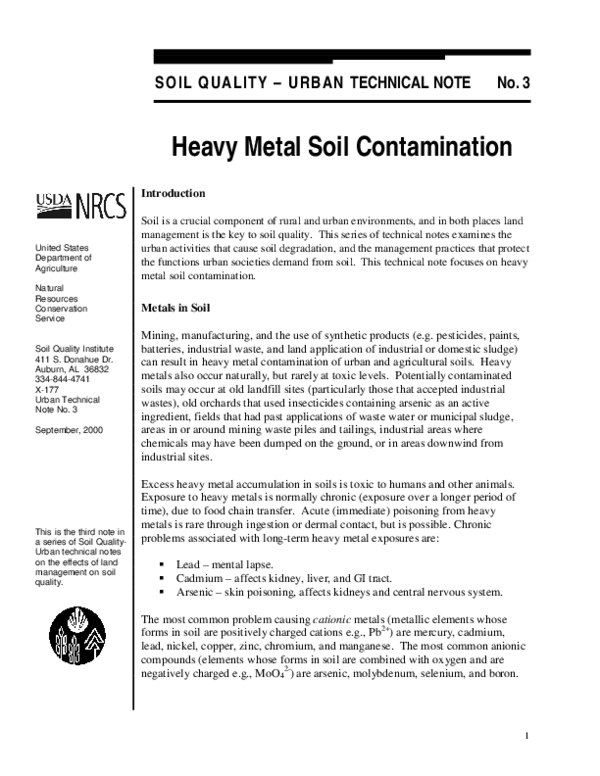 (PDF) Heavy Metal Soil Contamination