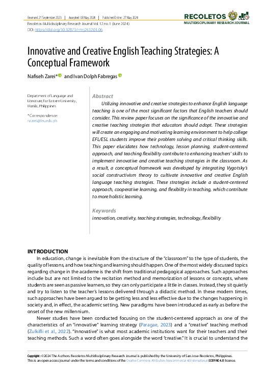 (PDF) Innovative and Creative English Teaching Strategies: A Conceptual ...
