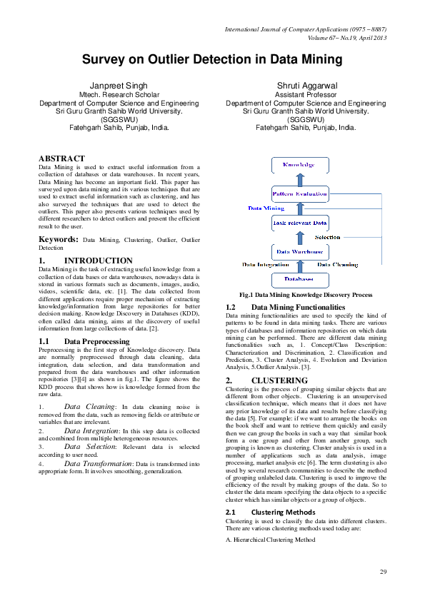 (PDF) Survey on Outlier Detection in Data Mining
