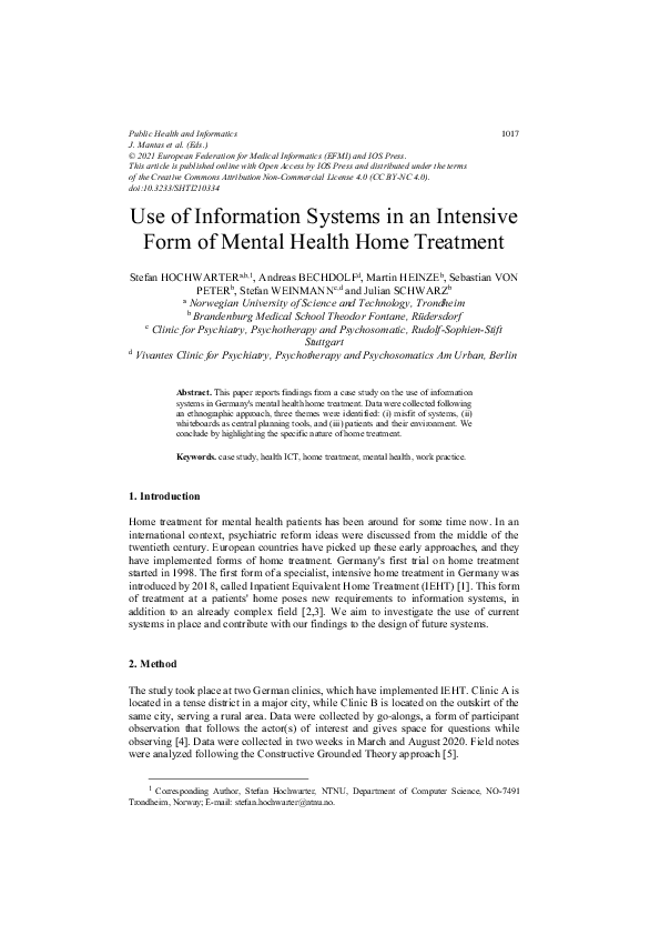 (PDF) Use of Information Systems in an Intensive Form of Mental Health ...