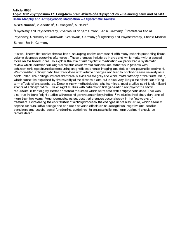 (PDF) Brain Atrophy and Antipsychotic Medication – a Systematic Review