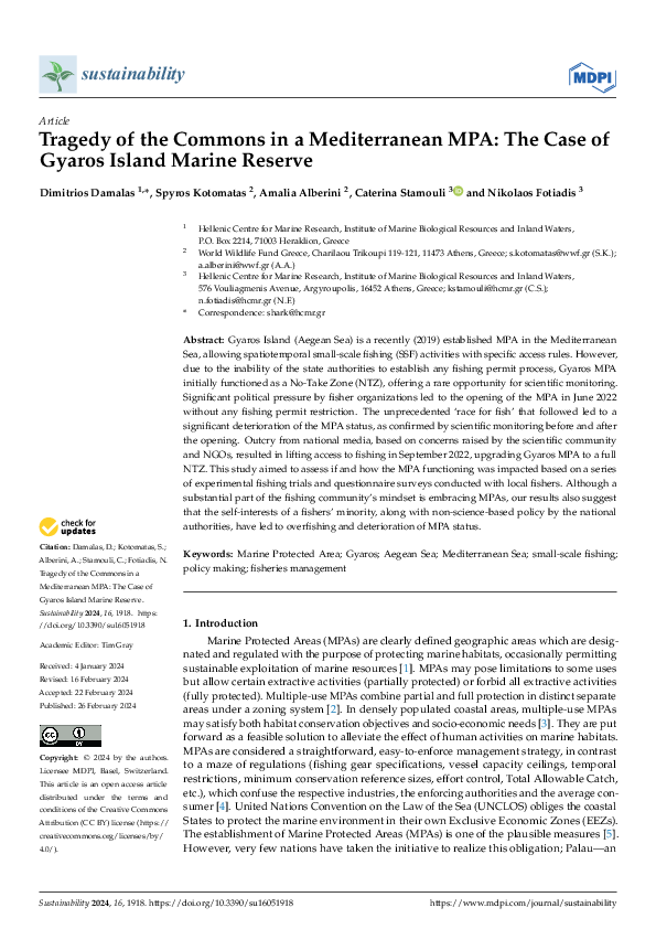 (PDF) Tragedy of the Commons in a Mediterranean MPA: The Case of Gyaros Island Marine Reserve