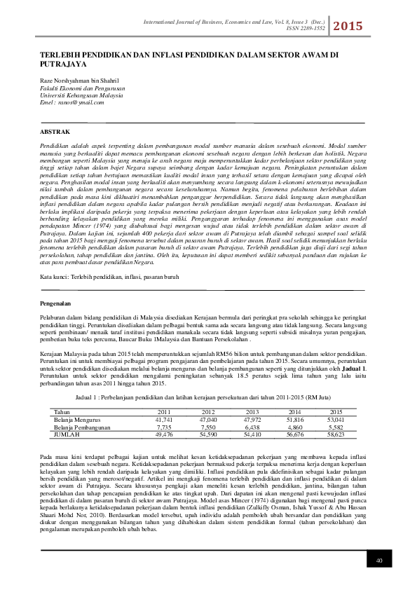 (PDF) TERLEBIH PENDIDIKAN DAN INFLASI PENDIDIKAN DALAM SEKTOR AWAM DI ...