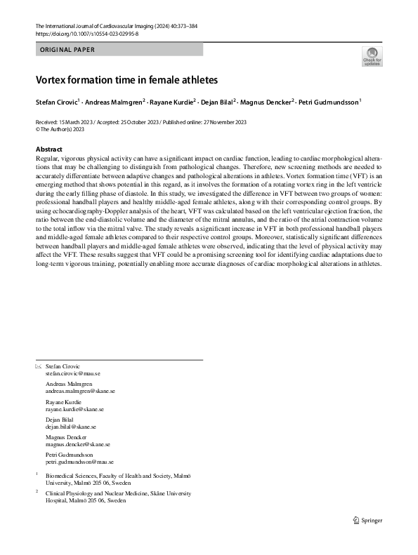 (PDF) Vortex formation time in female athletes