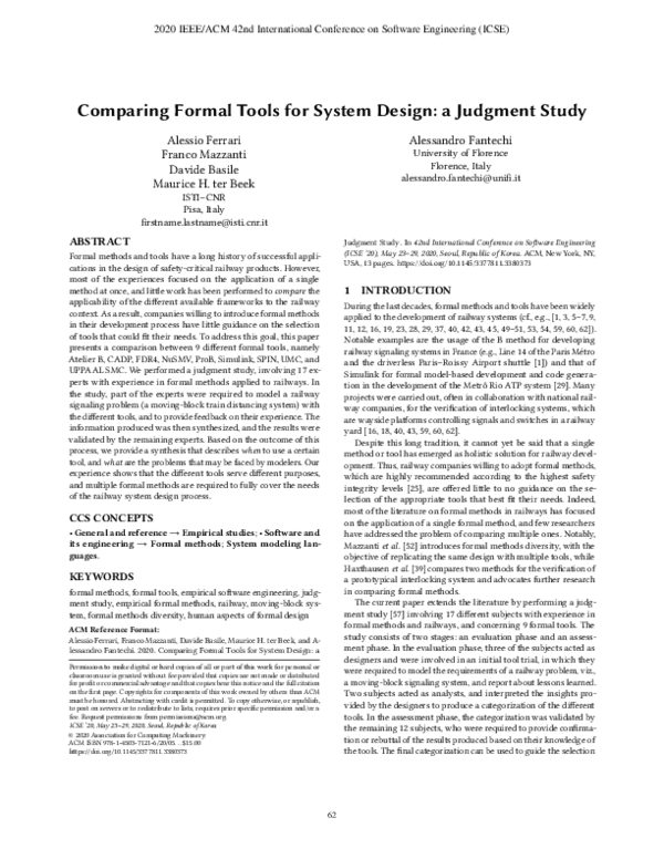 (PDF) Comparing formal tools for system design