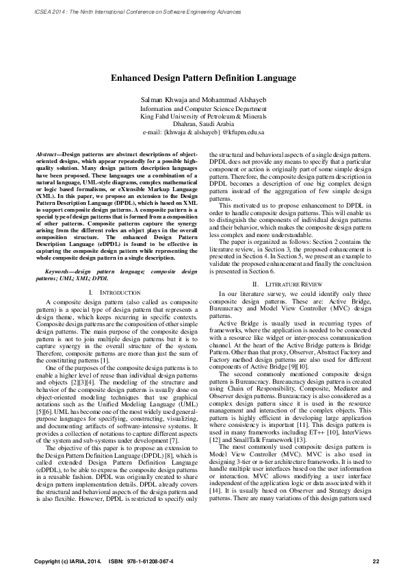 (PDF) Enhanced Design Pattern Definition Language