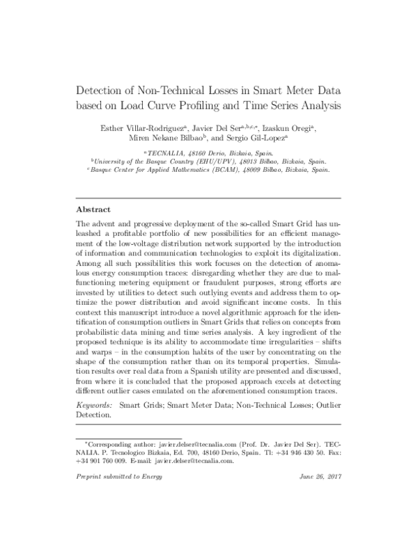 Pdf Detection Of Non Technical Losses In Smart Meter Data Based On Load Curve Profiling And