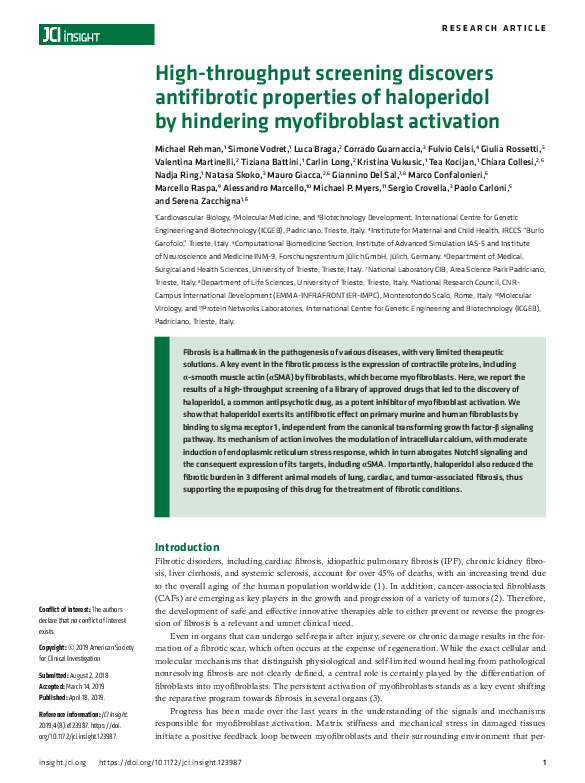 (PDF) High-throughput screening discovers antifibrotic properties of haloperidol by hindering ...