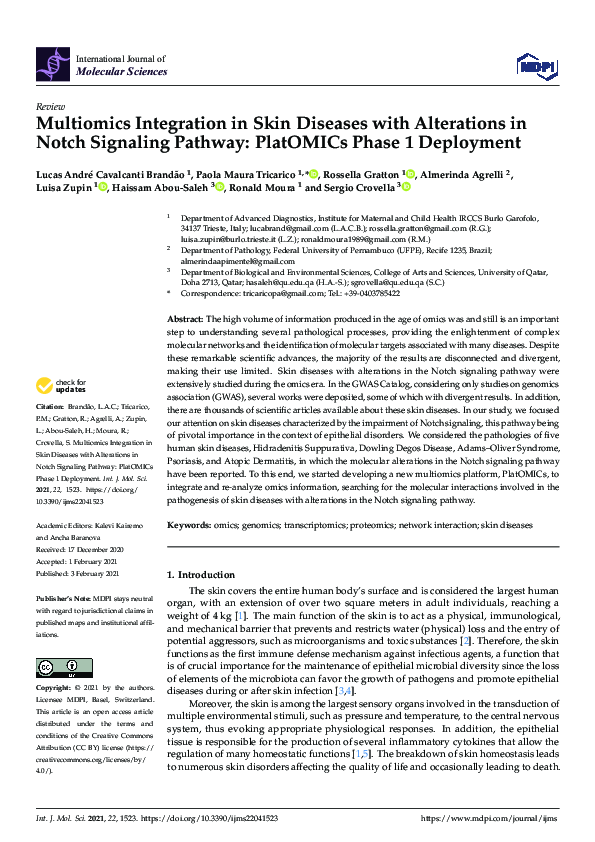 (PDF) Multiomics Integration in Skin Diseases with Alterations in Notch ...