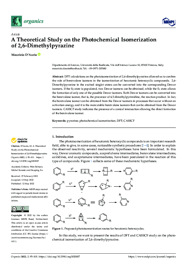 (PDF) A Theoretical Study on the Photochemical Isomerization of 2,6 ...
