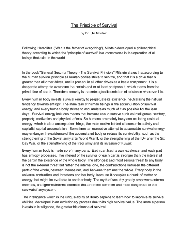 (PDF) The Principle of Survival