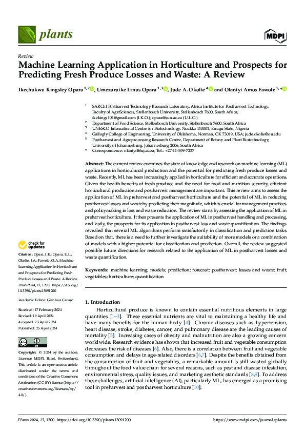 (PDF) Machine Learning Application in Horticulture and Prospects for Predicting Fresh Produce ...