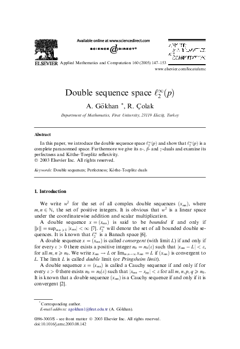 (PDF) Double sequence space ℓ2∞(p)
