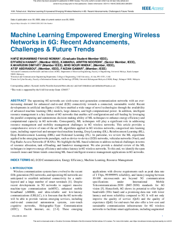 (PDF) Machine Learning Empowered Emerging Wireless Networks in 6G ...