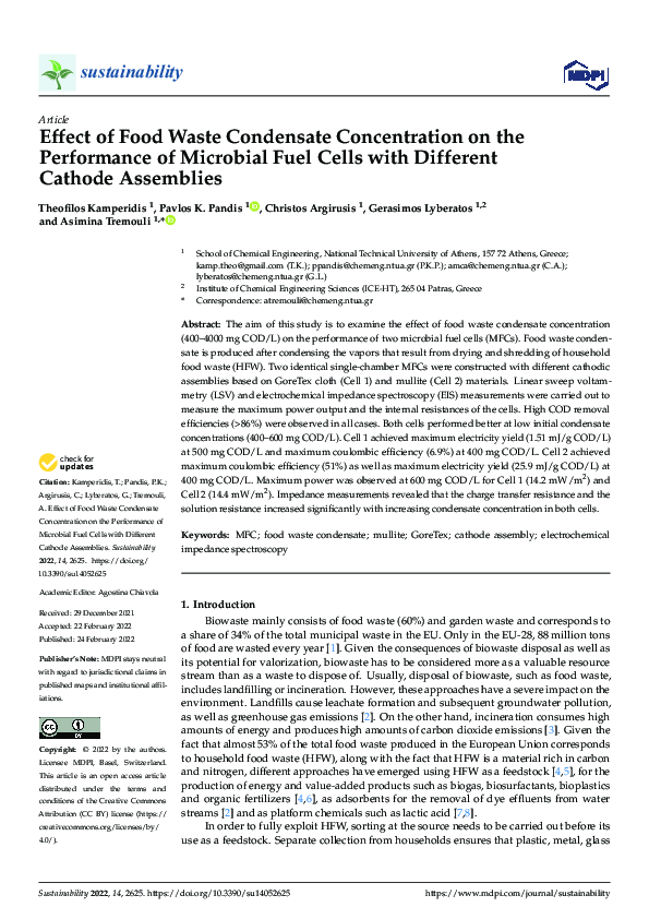 (PDF) Effect of Food Waste Condensate Concentration on the Performance ...