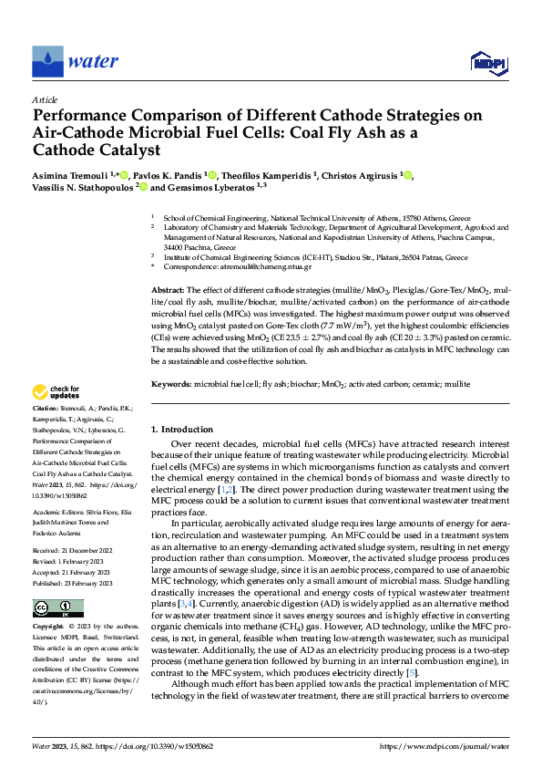(PDF) Performance Comparison of Different Cathode Strategies on Air-Cathode Microbial Fuel Cells ...