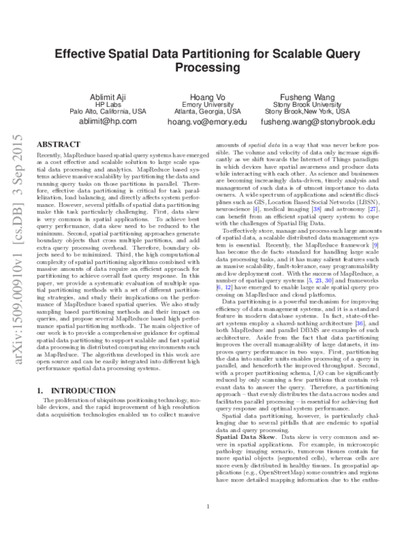 (PDF) Effective Spatial Data Partitioning for Scalable Query Processing