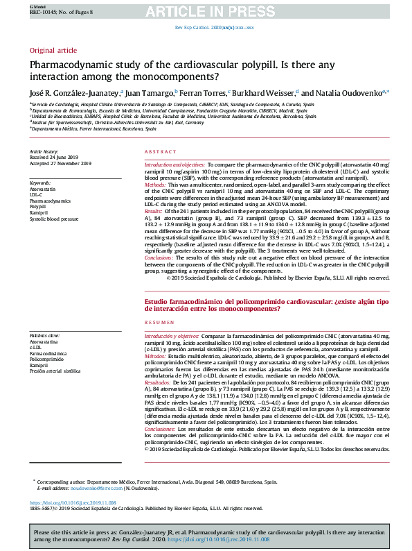 (PDF) Pharmacodynamic study of the cardiovascular polypill. Is there ...