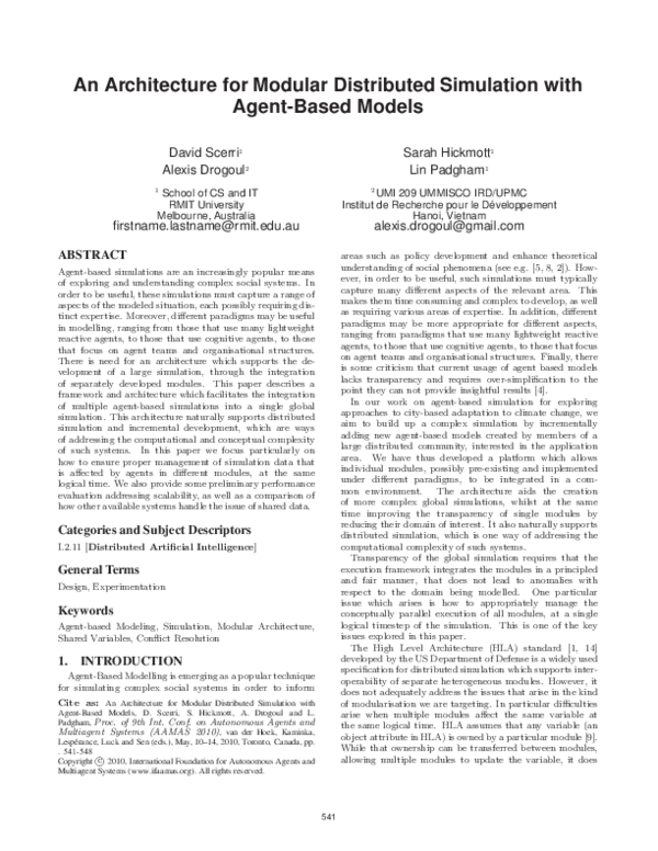 (PDF) An architecture for modular distributed simulation with agent ...