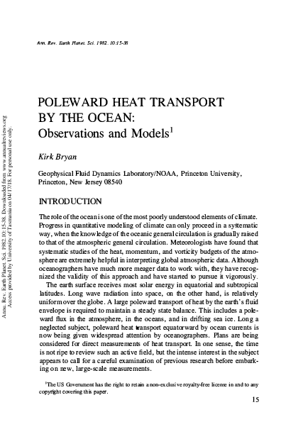 (PDF) Poleward Heat Transport by the Ocean: Observations and Models
