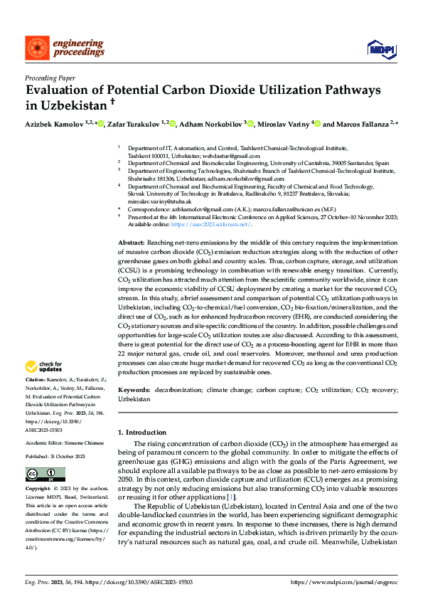 (PDF) Evaluation of Potential Carbon Dioxide Utilization Pathways in ...