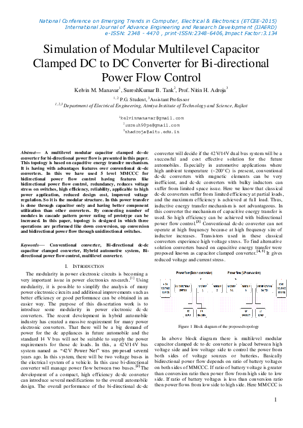 (PDF) Simulation of Modular Multilevel Capacitor Clamped DC to DC Converter for Bi-Directional ...