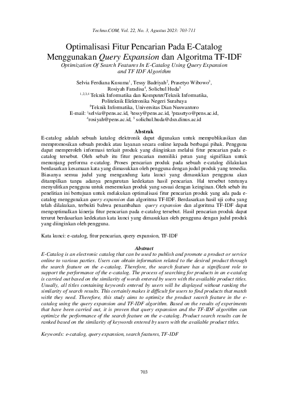 (PDF) Optimalisasi Fitur Pencarian Pada E-Catalog Menggunakan Query Expansion Dan Algoritma TF-IDF