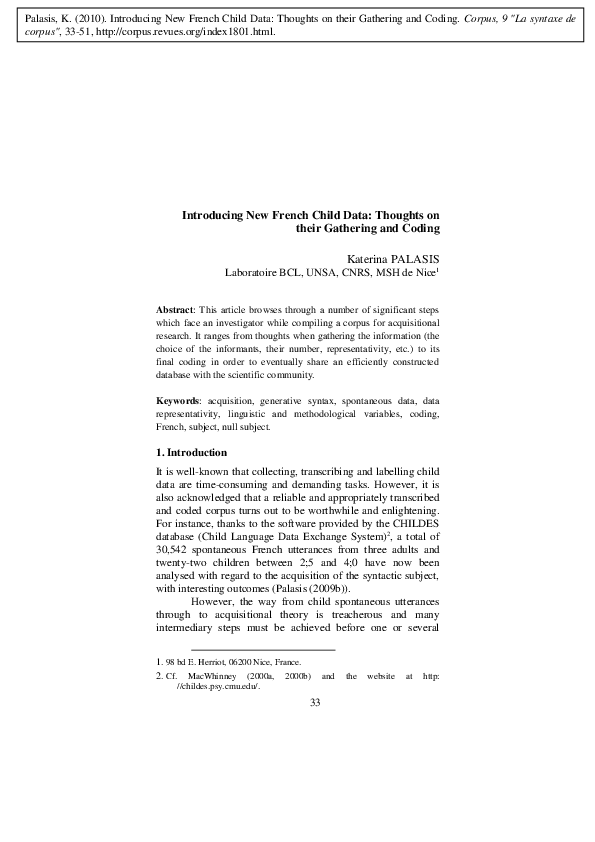 (PDF) Introducing New French Child Data: Thoughts on Their Gathering ...