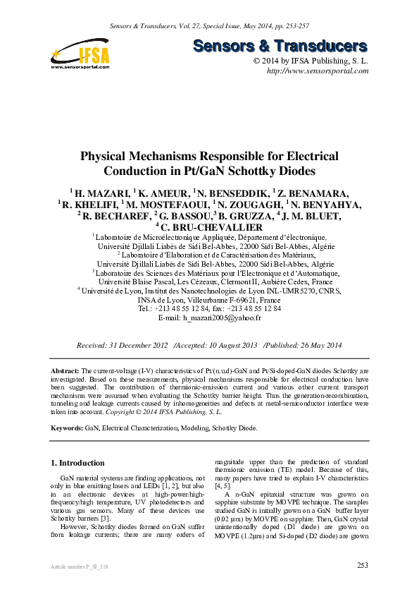 (PDF) Physical Mechanisms Responsible for Electrical Conduction in Pt ...