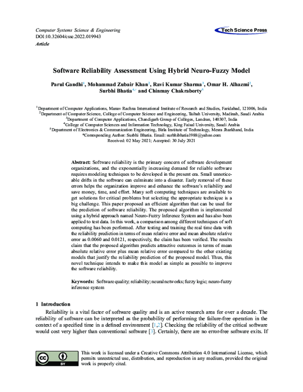 (PDF) Software Reliability Assessment Using Hybrid Neuro-Fuzzy Model
