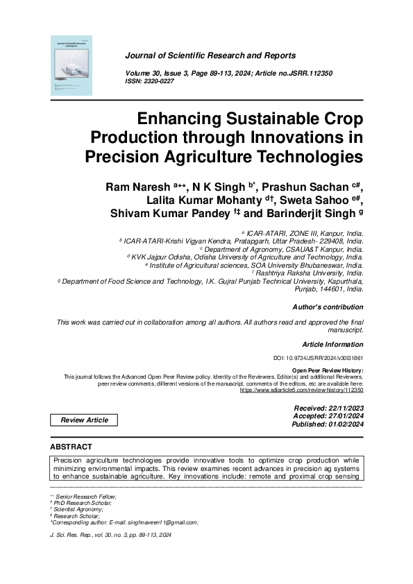 (PDF) Enhancing Sustainable Crop Production through Innovations in Precision Agriculture ...