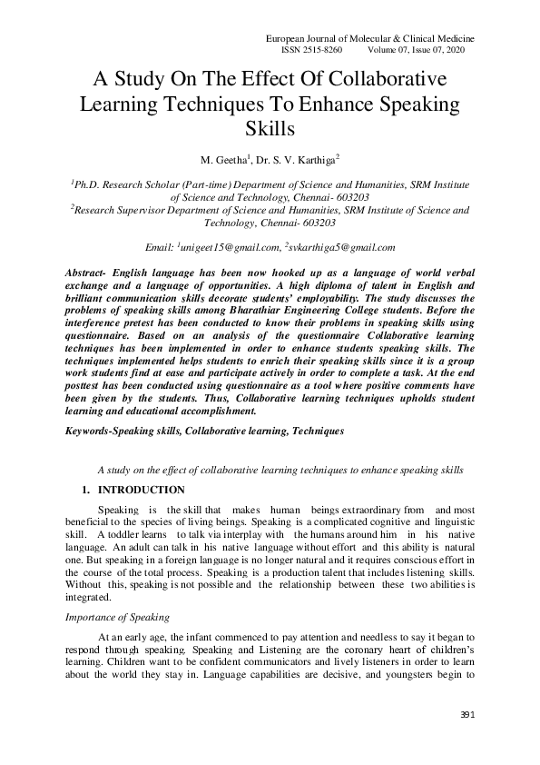 (PDF) A Study On The Effect Of Collaborative Learning Techniques To ...