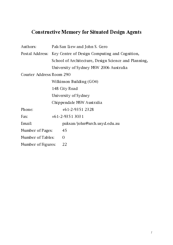 (PDF) Constructive memory for situated design agents