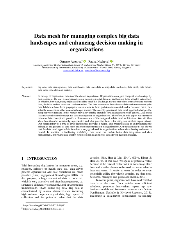 (PDF) Data mesh for managing complex big data landscapes and enhancing decision making in ...