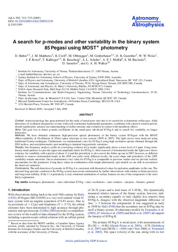 (PDF) A search for p-modes and other variability in the binary system ...
