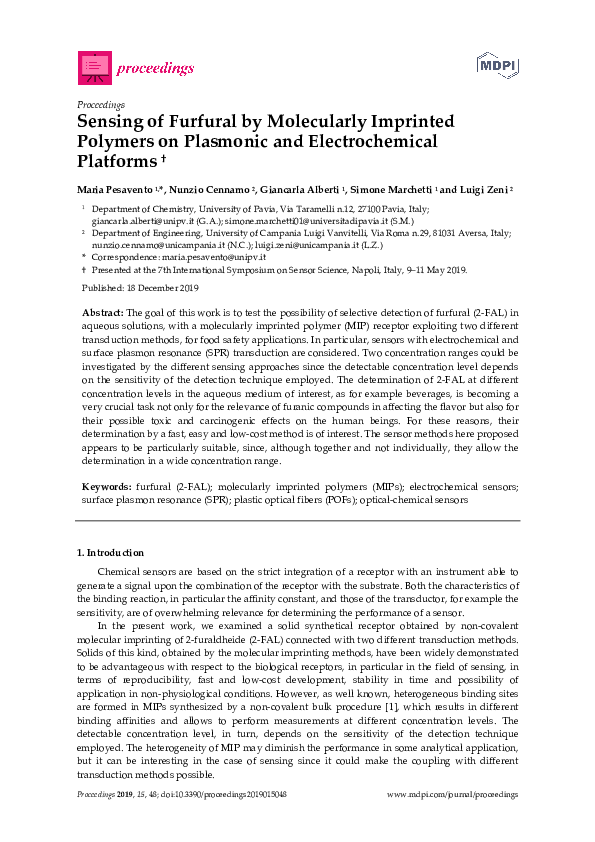 (PDF) Sensing of Furfural by Molecularly Imprinted Polymers on ...