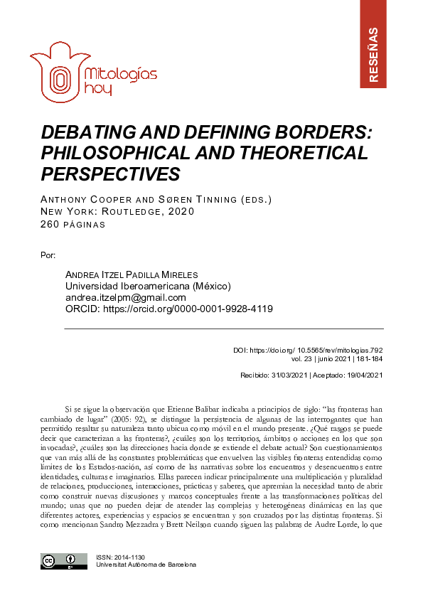 (PDF) Debating and Defining Borders