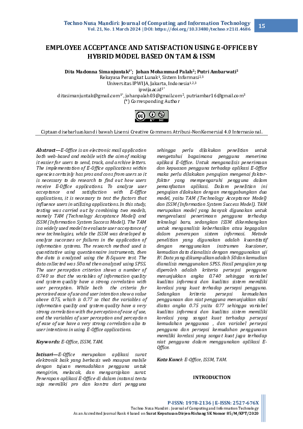 (PDF) EMPLOYEE ACCEPTANCE AND SATISFACTION USING E-OFFICE BY HYBRID ...