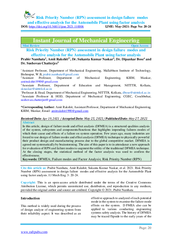 (PDF) Risk Priority Number (RPN) assessment in design failure modes and ...