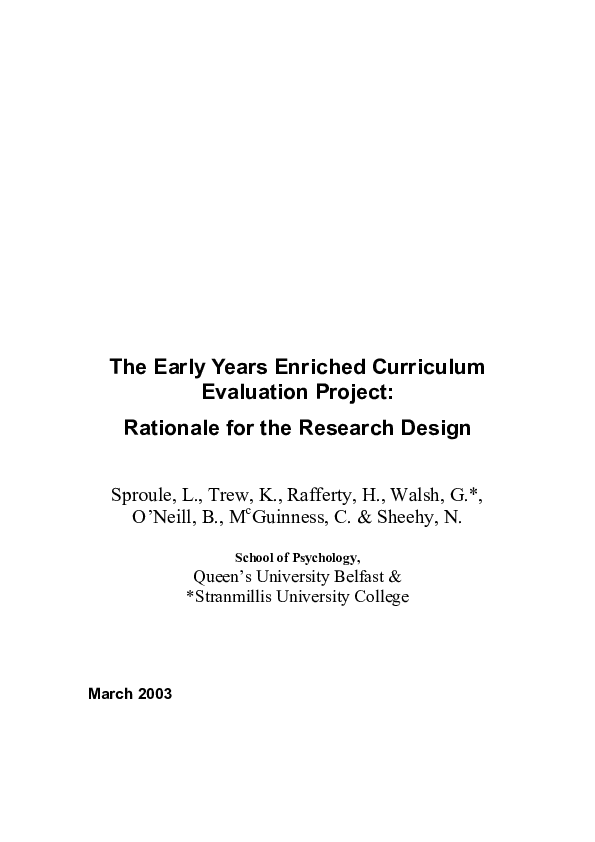 (PDF) The Early Years Enriched Curriculum Evaluation Project: Rationale ...