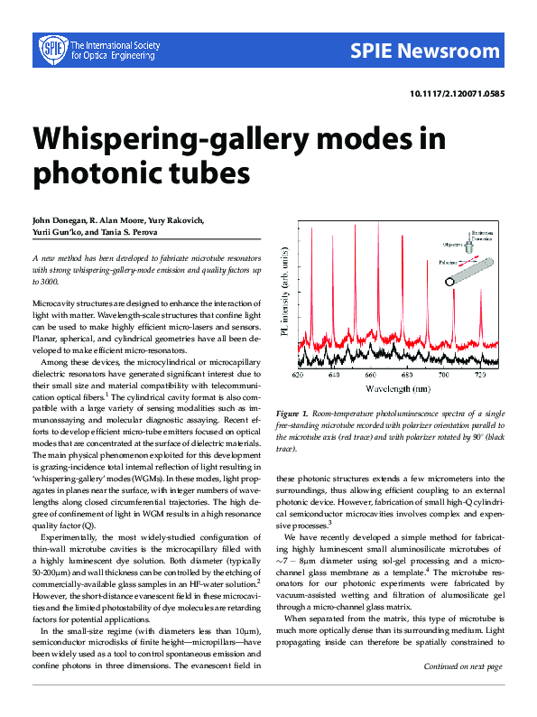 (PDF) Whispering-gallery modes in photonic tubes | T. S. Perova - Academia.edu