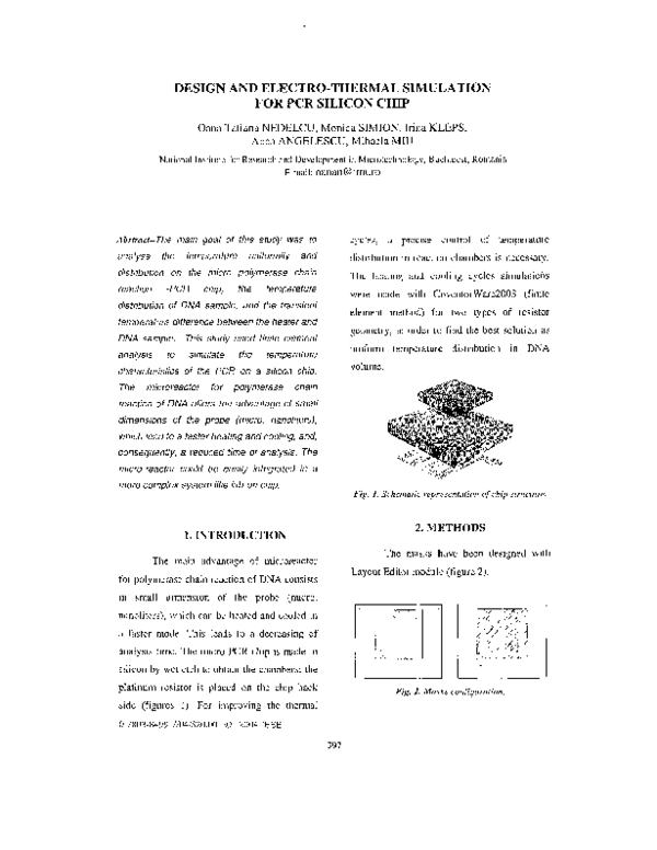 (PDF) Design and electro-thermal simulation for PCR silicon chip