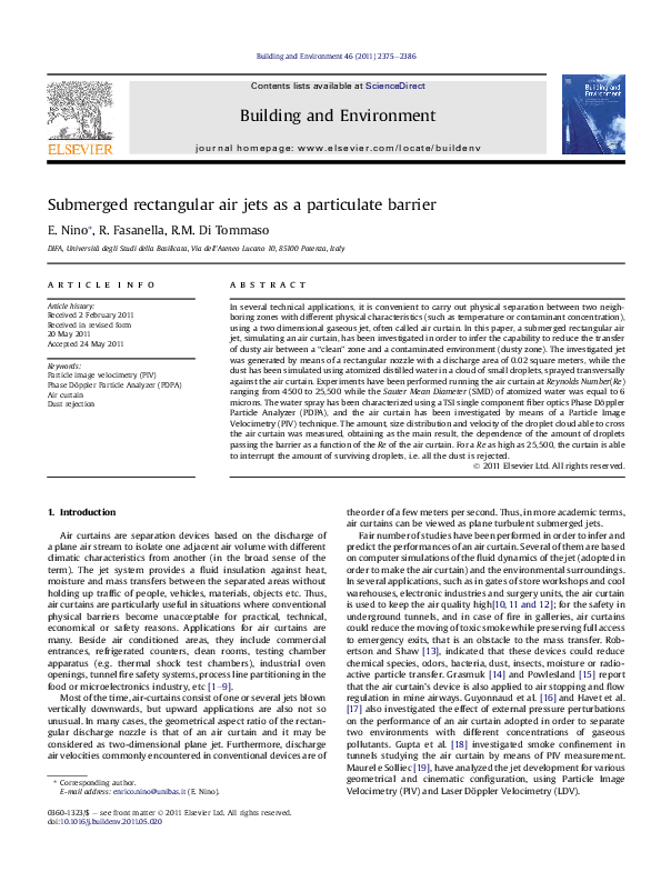 (PDF) Submerged rectangular air jets as a particulate barrier