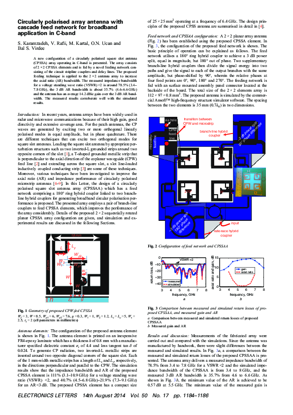 (PDF) Circularly polarised array antenna with cascade feed network for ...