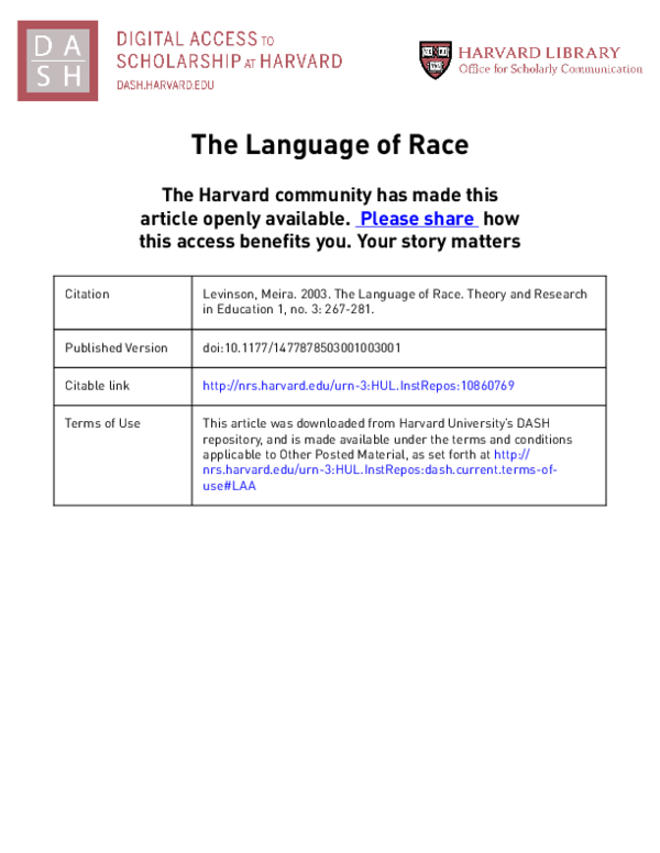 (PDF) The Language of Race