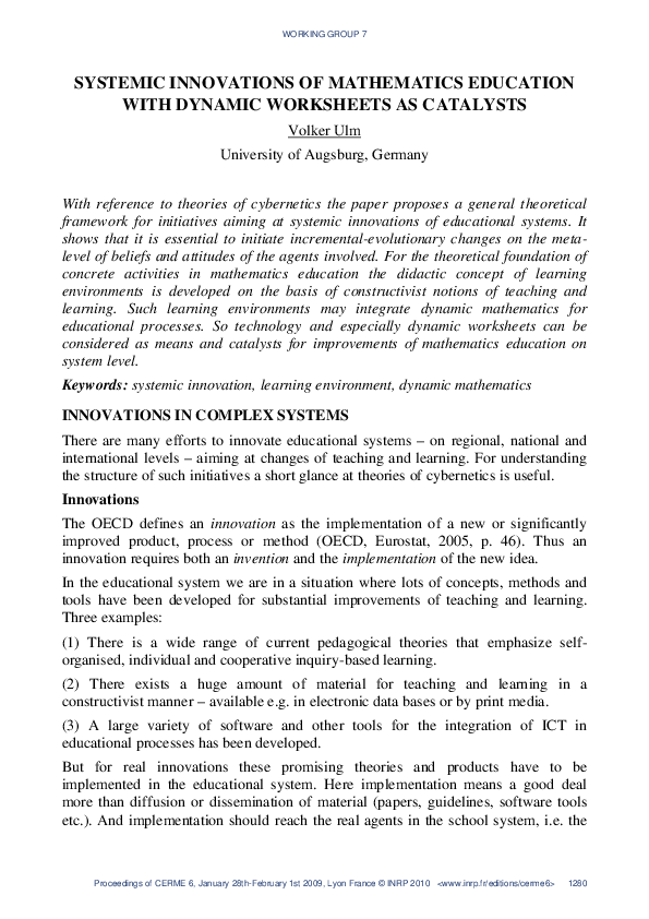 (PDF) Systemic Innovations of Mathematics Education with Dynamic ...