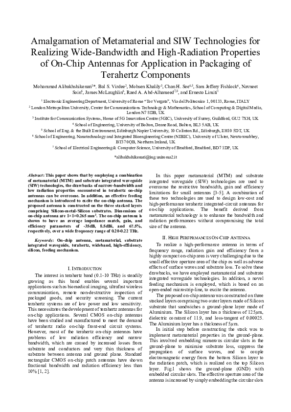 (PDF) Amalgamation of Metamaterial and SIW Technologies for Realizing ...