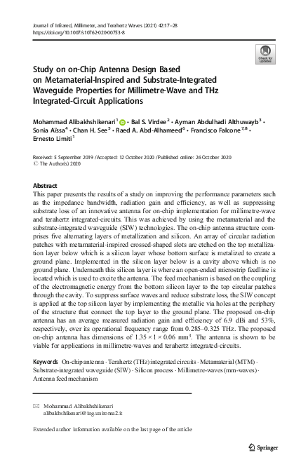 (PDF) Study on on-Chip Antenna Design Based on Metamaterial-Inspired ...