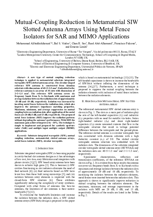 (PDF) Mutual-Coupling Reduction in Metamaterial Substrate Integrated ...