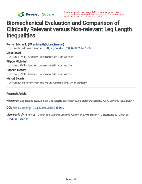 (PDF) Biomechanical Evaluation and Comparison of Clinically Relevant ...
